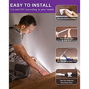 HitLights LED Strip Lights Cool White 5000K, 16.4ft High Density 12V Tape Light, UL-Listed, 600 LEDs, 300Lm/ft, Flexible Dimmable Rope Lights for Bedroom, Kitchen, Cabinet (Power Source Not Included)