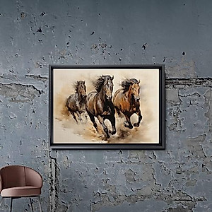 Majestic Black Stallion Galloping In The Clouds, Black Horse On Salt Flats, Canvas Print, Black Horse Print, Black Horse Wall Art