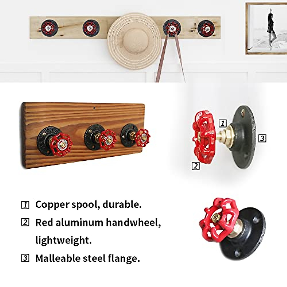 Retro Creative Metal Hand Wheel Hooks Wall Mounted Hardware Robe/Hat/Coat Hangers Door Knobs