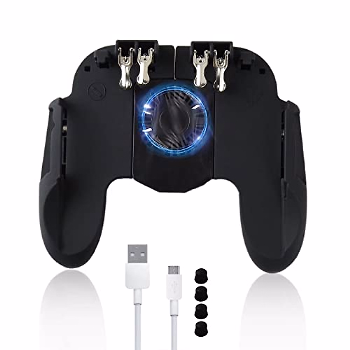 Mobile Game Controller with Cooling Fan/Phone Holder, Phone Gamepad for Tomoda L1R1 Mobile Triggers for 4.7"-6.5" iOS Android Phones