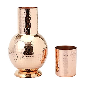 Carafe Pure Copper Bedside For Ayurveda Health Benefits, Capacity - 1000 Ml. (33.8 US Fluid Ounce).
