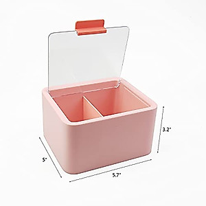 HZLHZYY Plastic Qtip Storage Box 2 Slot Cotton Swab Dispenser Box Qtip Holder Jar Cotton Swab Ball Qtips Storage Container Makeup Sponge Organizer Box with Lid for Bathroom Home Office Storage