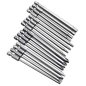 Yakamoz 16Pcs 4-in-1 Multi Long Magnetic Screwdriver Bit Set with 1/4" Hex Shank Drill Screw Driver Bits Power Tools Kit (Hex Head Allen Wrench, Torx Security, Cross Phillips & Flat Head Slotted Tip)