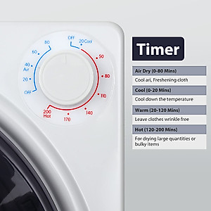 Bouwald 2.0 cu.ft Electric Compact Portable Clothes Laundry Dryer with Stainless Steel Tub Apartment dryer 110V 800W