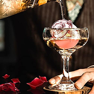 Pack 2, KooMall Large Ice Cube Tray, 3D Rose Ice Mold 2.5 Inch, Make 8 Giant Cute Flower Shape Ice, Silicone Fun Big Ice Ball Maker for Cocktails Juice Whiskey Bourbon Freezer, 1 Pink & 1 Black