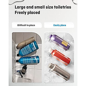 Sumille Acrylic Shower Caddy, 6 Pieces of Adhesive Shower Shelf, Accommodates Large Sizes, Wall Mounted Shower Organizer Rack, Easy Installation Bathroom Organizer for Bathroom, Shower and Washstand