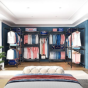 Raybee Clothes Rack, Heavy Duty Clothing Racks for Hanging Clothes 830 LBS Metal Clothes Racks for Hanging Clothes Wire Garment Rack Free Standing Closet Portable & Sturdy 74.8”Wx17.7”Dx76.8”H Black