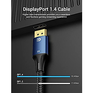 VENTION 8K DisplayPort Cable 1.4 3FT, Display Port Cable 144hz Ultra High Speed 32.4Gbps, 8K@60Hz 4K@144Hz 2K@165Hz HDR HBR3 DP Monitor Cable for Laptop PC TV Gaming Monitor