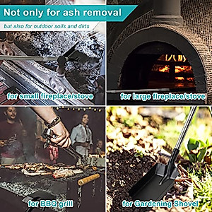 46” Long Fireplace Shovel - Extra Strength Wrought Iron - Ash Shovel for Wood Stove, Grill or fire Pit - Long Design for Keeping Hands from Heat of fire - Indoor/Outdoor use(Silver)