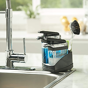 Casabella Sink Sider Duo Soap Dispensers with Sponge, Black and Chrome Plating