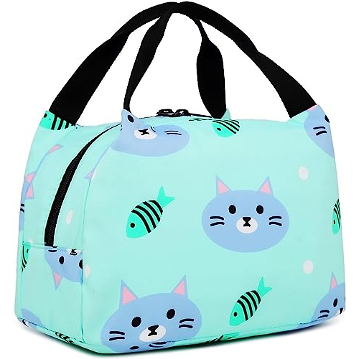 Backpack for School Girls Kids Bookbag Set Water Resistant School Bag with Insulated Lunch Bag (Cat-Water Blue)