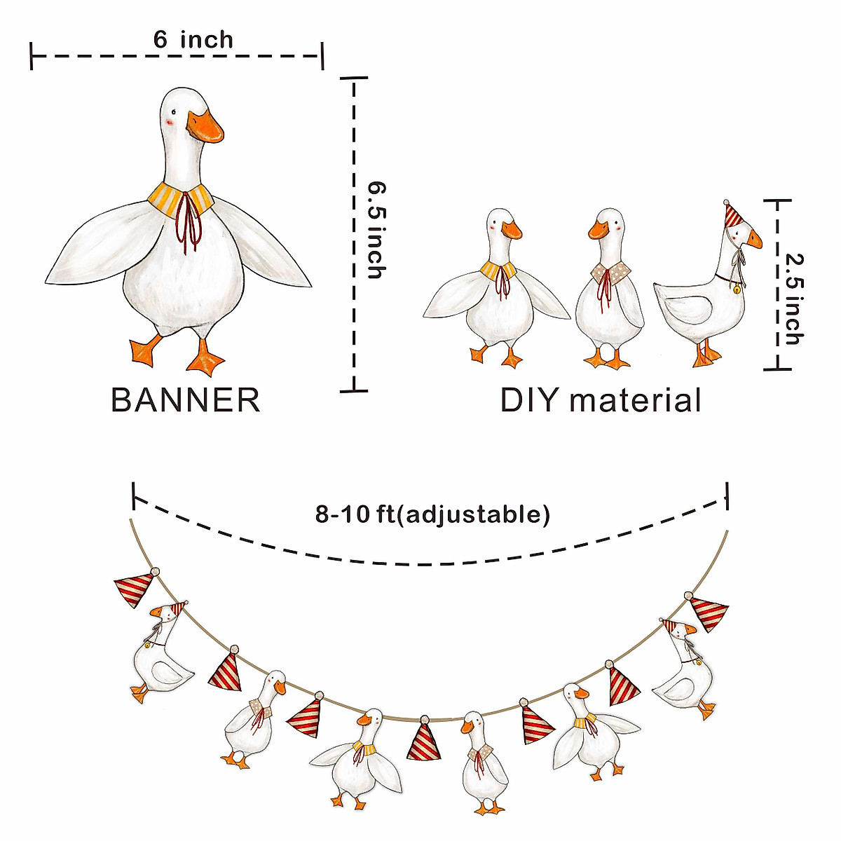 Goose Party Decorations,Duck Banner,Farm Animal Themed Party Decorations,Goose Party,DIY Party Essentials - Set of 25
