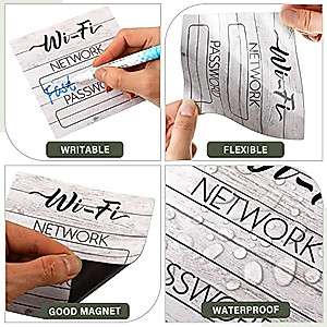 Oudain 5 Pieces Wi-Fi Password Sign Rustic Fridge Magnet Magnetic Wi-Fi Sign Compatible with Airbnb VRBO