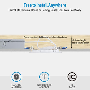 TORCHSTAR 12-Pack Essential Series 4 Inch Ultra-Thin LED Recessed Lighting with J-Box, 5000K Daylight, 10W Dimmable 700lm Brightness LED Downlight, ETL & Energy Star Listed