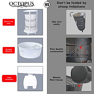 Octopus 360 4 Tier Rolling cart Kitchen Organization Plastic Rotating Fruit Basket Teacher Classroom Supplies Organizer Makeup Storage Hair Salon Trolley Swivel Lockable Wheels Bar