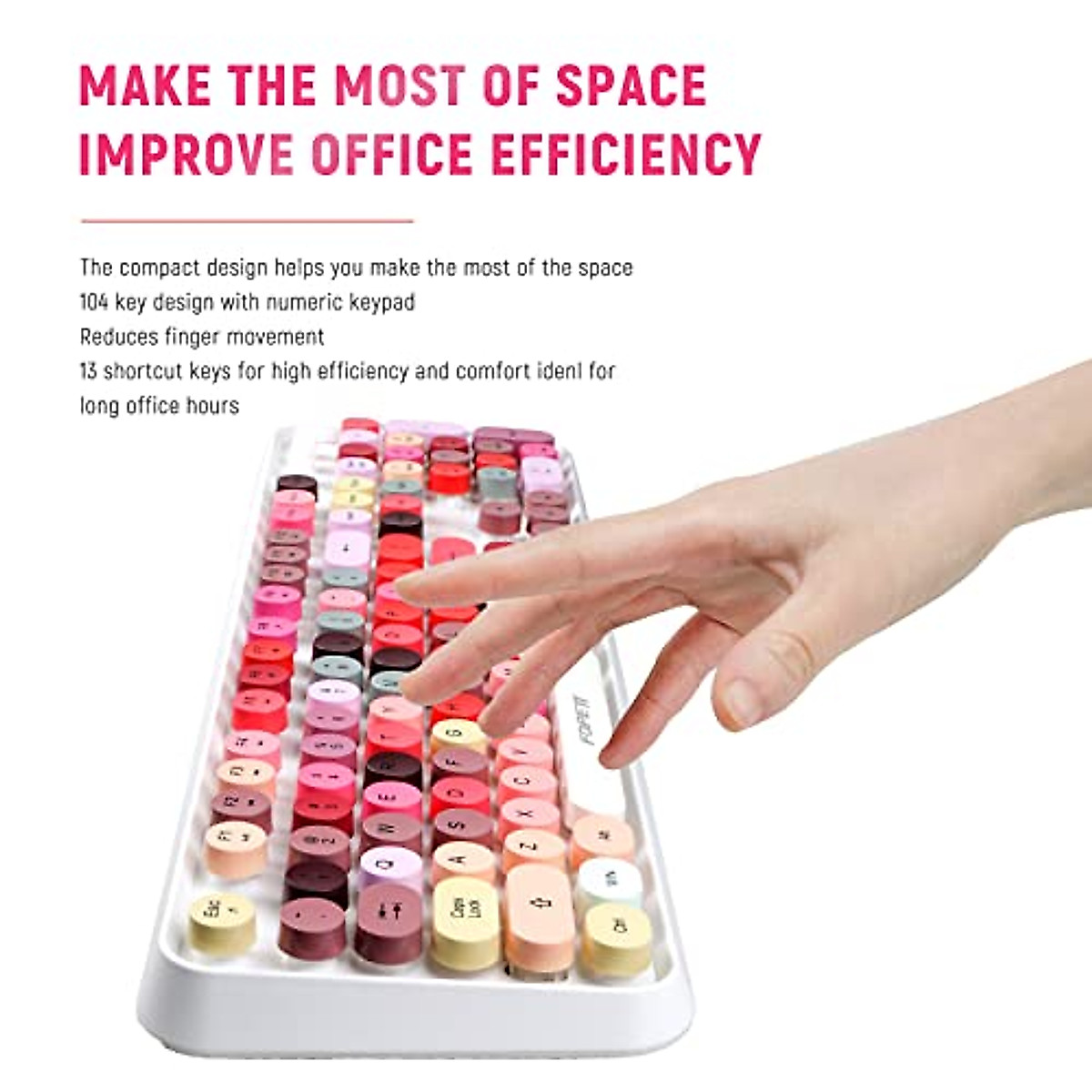 FOPETT Wireless Keyboard and Mouse Sets,Reliable 2.4 GHz Connectivity for PC,Laptop,Smart TV and More (White Colorful)