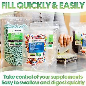 XPRS Nutra Size 1 Empty Capsules - 100 Count White Enteric Coated Empty Gelatin Capsules - Delayed Release Pill Capsules - DIY Capsule Filling - Pure Bovine Empty Enteric Capsules Gel Caps