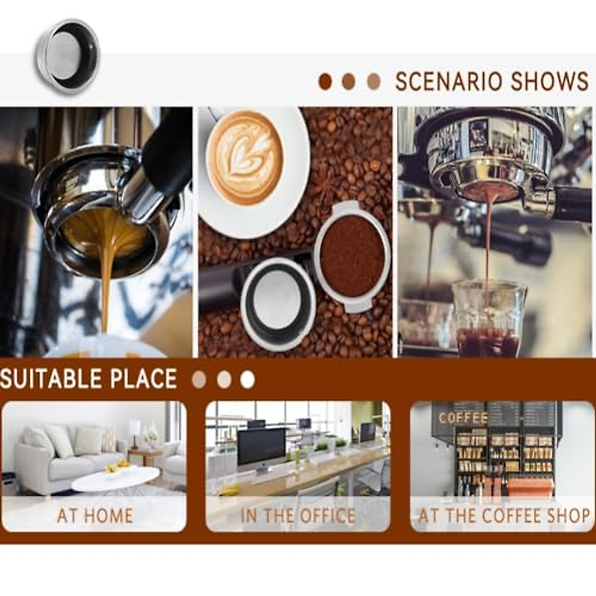 Haofy Coffee Filter Basket, Detachable Coffee Filter Cups Strainer, Stainless Steel Coffee Machine Filter Accessory for Home Office(1)