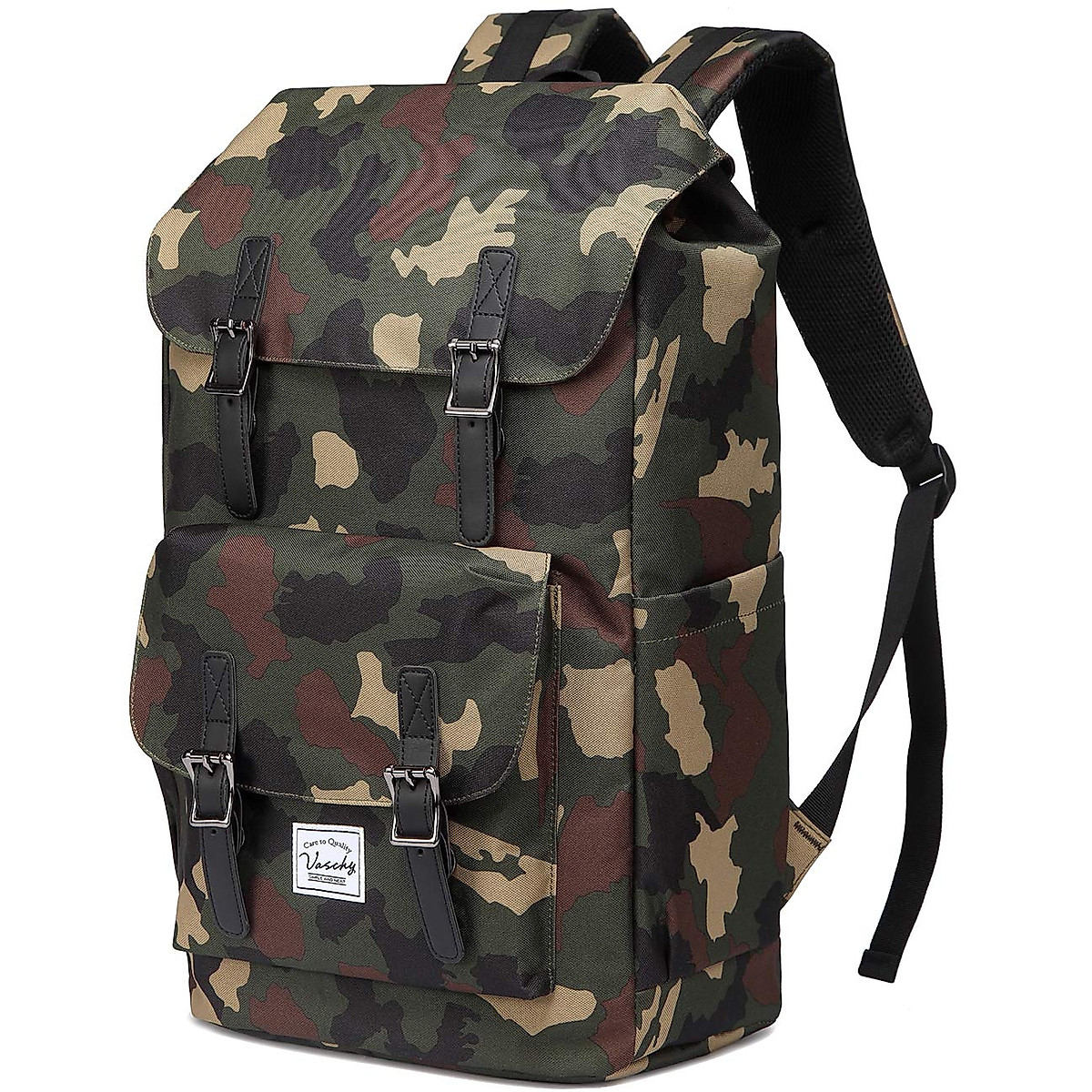 VASCHY Backpack for Men, Fashion Water-resistant Rucksack College Backpack Camouflage