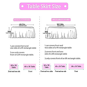 Albassa Table Skirts for Rectangle or Round Tables Pink Tulle TableCloth with 3D Butterfly for Princess Baby Shower Birthday Party Decorations（9ft*H 30in,Pink)