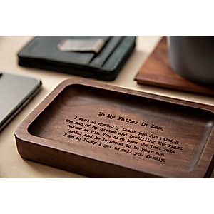 MUUJEE To My Father In Law Ring Dish - Rectangle Wood Tray Trinket Dish Gifts for Wedding Ceremony Father of the Groom Gift - 5.5" x 3.5"