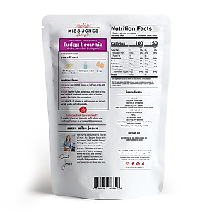 Miss Jones Gluten-Free Baking Brownie Mix - More Chocolate Chips, Guilt Free Brownie Mix, Naturally Sweetened Desserts & Treats, 14.67 Ounce (Pack of 1)