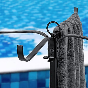 Sinyzope Pool Outdoor Towel Rack, Metal Heavy Duty Never Tilt Pool Accessories, 4 Bars Hot Tub Accessories Towel Dying Rack, Towel Stand Standing Towel Rack Elegant Design for Pool, Spa（3.6FT high）