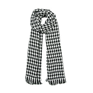 NC Houndstooth Blanket Scarf Cashmere Feel Shawl Wrap Winter Warm Scarf with Tassel 85" x 30"