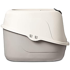 Amazon Basics No-Mess Hooded Cat Litter Box, Standard, Multicolor, 21 in x 16 in x 15 in