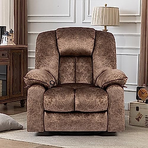 YI DANICA Rocker Recliner Chair Massage with Heated Modern Ergonomic Lounge 360 Degree Swivel Single Sofa Seat Living Room Lounge High-Resilience Sponge Filling USB Charge Port