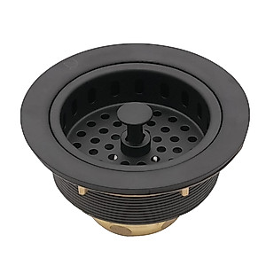 Westbrass A2165-12 4-1/4" OD Post Style Large Kitchen Basket Strainer with Waste Disposal Flange and Stopper Drain Set, 1-Pack, Oil Rubbed Bronze