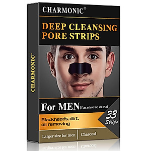 Charmonic Blackhead Pore Strips, 33 pcs Charcoal Peel Off Strips, Blackhead Remover Pore Strips for Men, Deep Cleansing Strips Remove for Nose Area and Face Oil and Blackheads