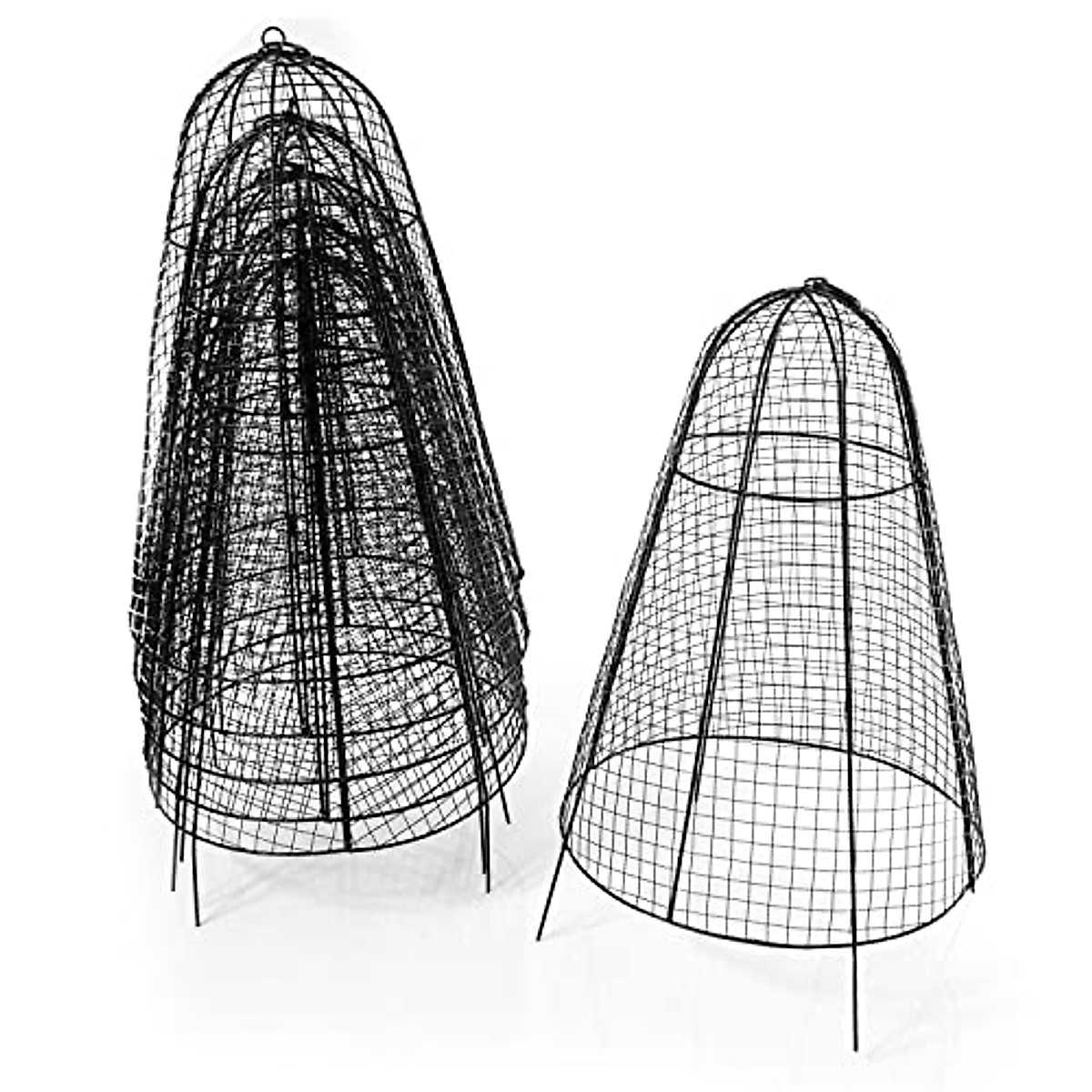 RUAFOX 6 Pack Metal Garden Cloches - 20" High Plant Cover - Weather Resistant Wire Plant Dome - Rustic Farmhouse Chic Decor - with 12 Copper Labels