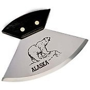 6" Walnut Ulu with Polar Bear Etching Knife