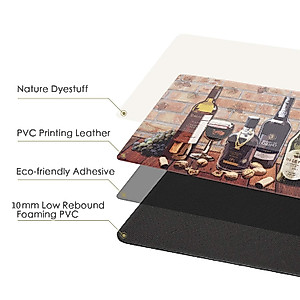 LEEVAN Kitchen Rug Set, Kitchen Floor Mats 2 Piece PVC Leather Anti Fatigue Comfort Heavy Duty Standing Mat Waterproof Oil Proof Non-Skid Rubber Back Washable Doormat Bathroom Area Rug Carpet