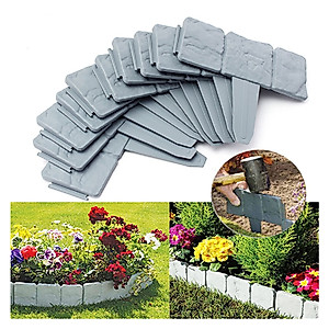 YUEMOL Garden Borders and Edging 5/10/20 Pcs Imitation Stone Effect Lawn Fence ，Gardening Edging Interlock Flower Bed Border Plant Bordering Grass Edge (Color : A)