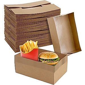 DEAYOU 50 Pack Paper Trays, Kraft Food Containers, Paperboard Food Box Tray for Party, Brown Fast Food Holders for Stadium, Theater, Nacho