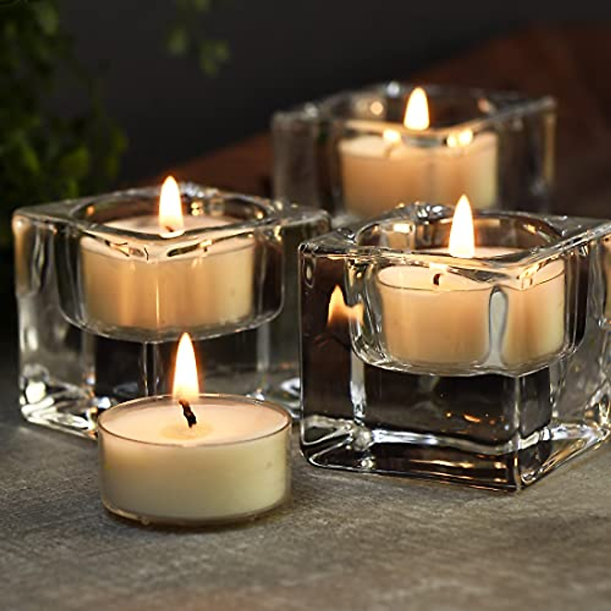 DEYBBY Scented Soy Tealights, Aromatherapy Soy Wax Candle Bulk|Clear Cup|12 Counts|Long Lasting|4 Hour Burn Time|Jasmine|for for Party and Home Decoration