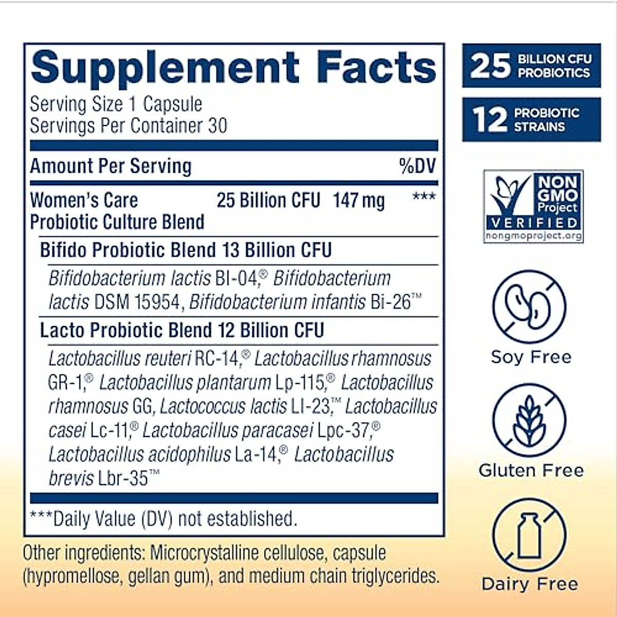 Renew Life Women's Probiotic Capsules, Supports pH Balance for Women, Vaginal, Urinary, Digestive and Immune Health, L. Rhamnosus GG, Dairy, Soy and Gluten-Free, 25 Billion CFU - 30 Ct
