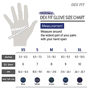 DEX FIT Premium Nylon Work Gloves FN320 - Firm Nitrile Grip, 3D-Comfort Stretchy Fit, Thin & Lightweight, Protective & Durable, Breathable, Machine Washable; Navy 7 (S) 1 Pair