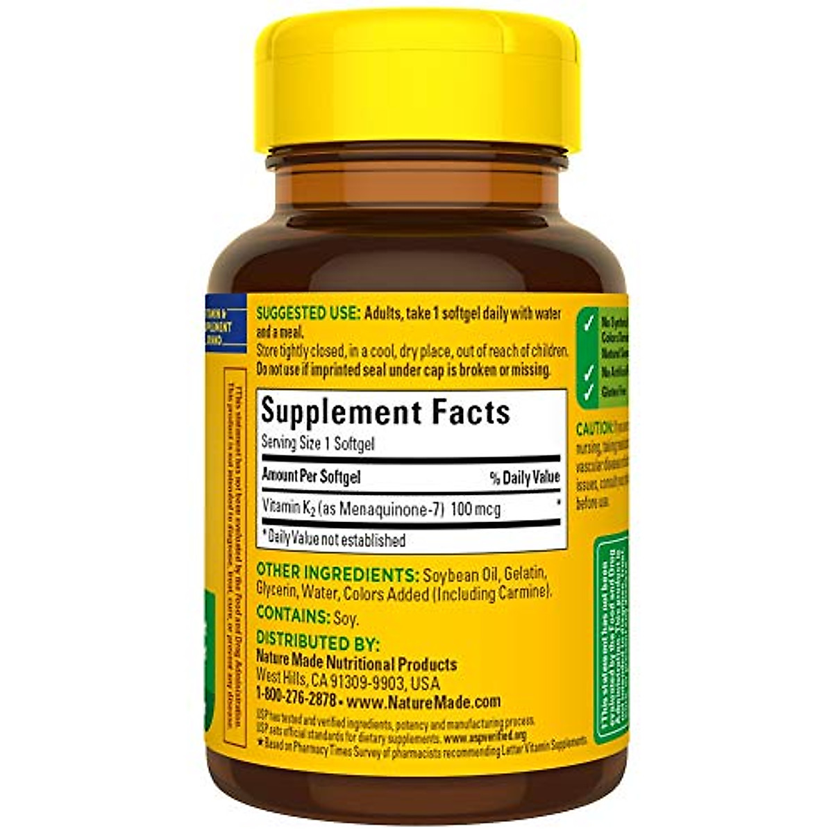 Vitamin K2 100 mcg Softgels, 30 Count for Bone Health