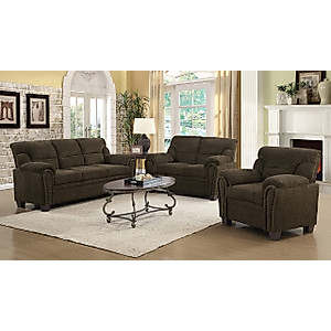 Clementine Padded Loveseat with Nail Heads Brown 506572