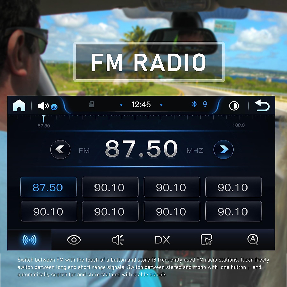 7 Inch Touch Screen Double Din Car Stereo with Bluetooth 5.1, Android Auto, Apple CarPlay, Backup Camera, Subwoofer, FM Radio, Mirror Link