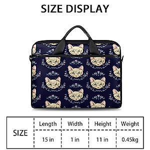 Floral Cats Laptop Computer Bag Waterproof Shoulder Messenger Bag 13-15 inch Durable Laptop Tote Bag with Shoulder Strap Handle Lightweight Crossbody Briefcase