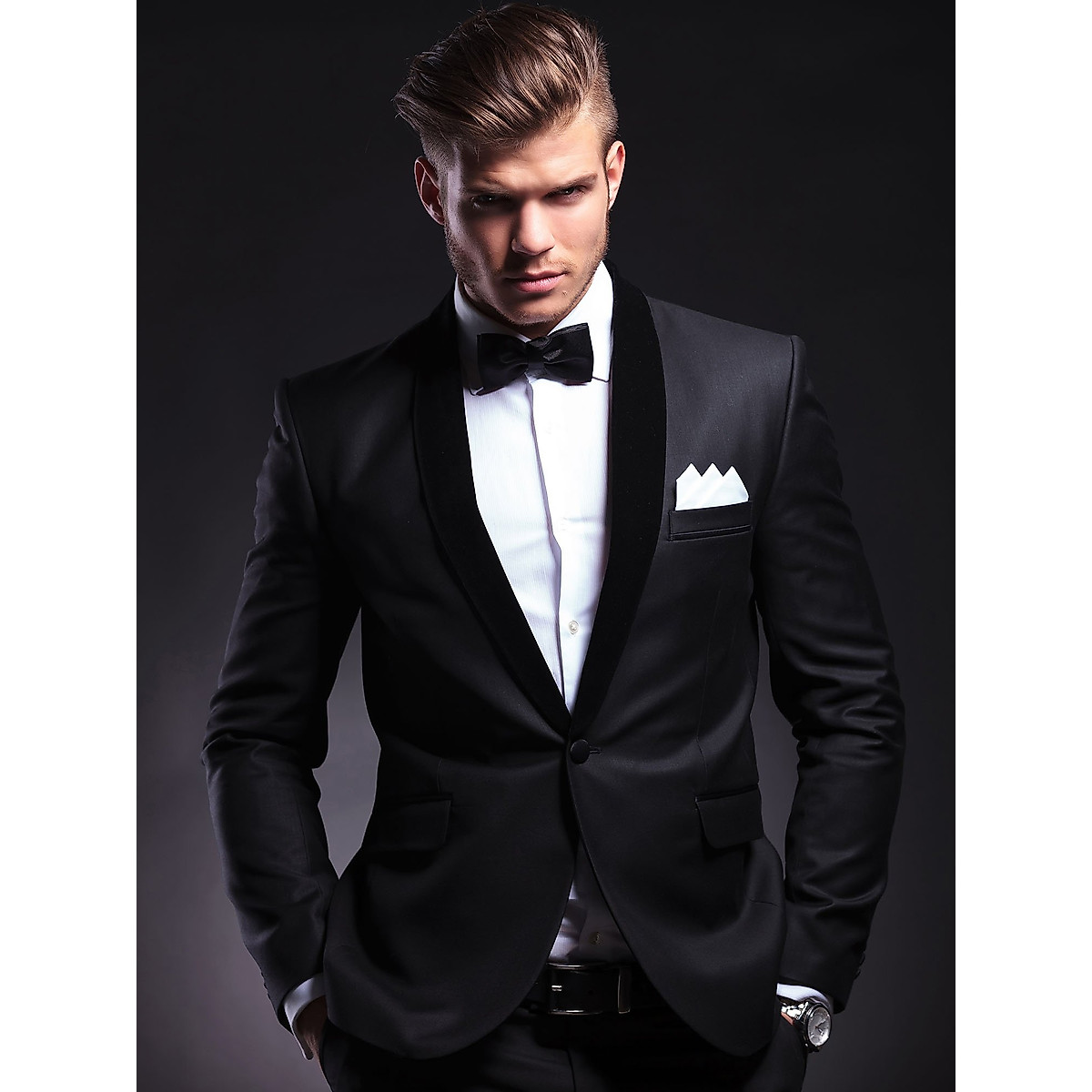 Sumind Men's Pre-Tied Bow Ties Tux Bowtie Adjustable Formal Neck Bowtie for Parties (Black, 1 Piece)