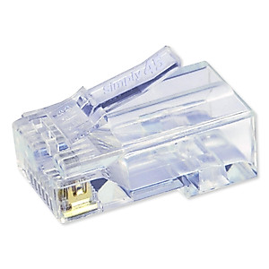 Simply45 Unshielded Pass-Through RJ45 Modular Plugs - 24AWG Solid for CAT5e UTP Cables and 28-26AWG Stranded - Light Blue Tint - 100 Piece Jar - S45-1500
