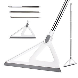 XXFLOWER Multifunction Silicone Broom，Squeegee Broom Sweeping Water and Pet Hair，Rubber Magic Broom Sweeper for Floor Bathroom Kitchen Shower，Rugs，Glass Windows（White）