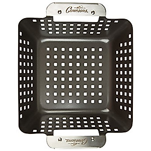 Barbecue Grilling Wok - Heavy Duty Non-Stick BBQ Grill Basket w Stainless Steel Handles - 3" Deep Pan Keeps Meat & Vegetables Inside - Indoor Outdoor Use - Great for Summer BBQs and Father's Day Gift