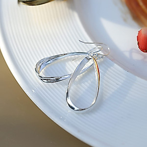 SA SILVERAGE Earrings for Women, 925 Sterling Silver Teardrop Earring Fashion Clip on Christmas Jewelry Dangly Statement Ear Rings Thanksgiving Gift