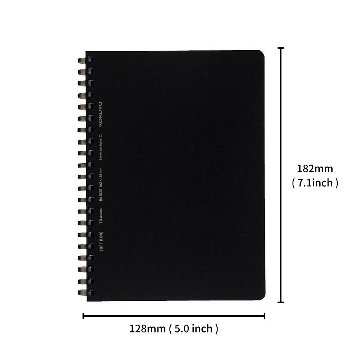 Kokuyo. Soft Ring Notebook Business, 5mm Grid 70 Sheets Black (B6) - 3 Pack